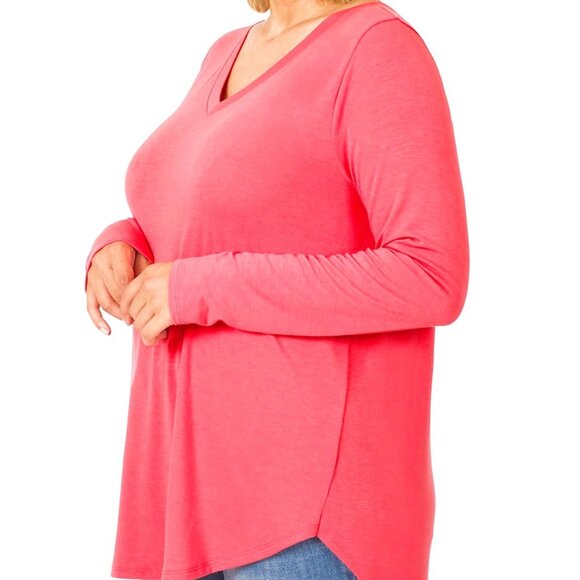 Zenana Outfitters | Tops | Newzenana Desert Rose Long Sleeve Vneck Plus ...